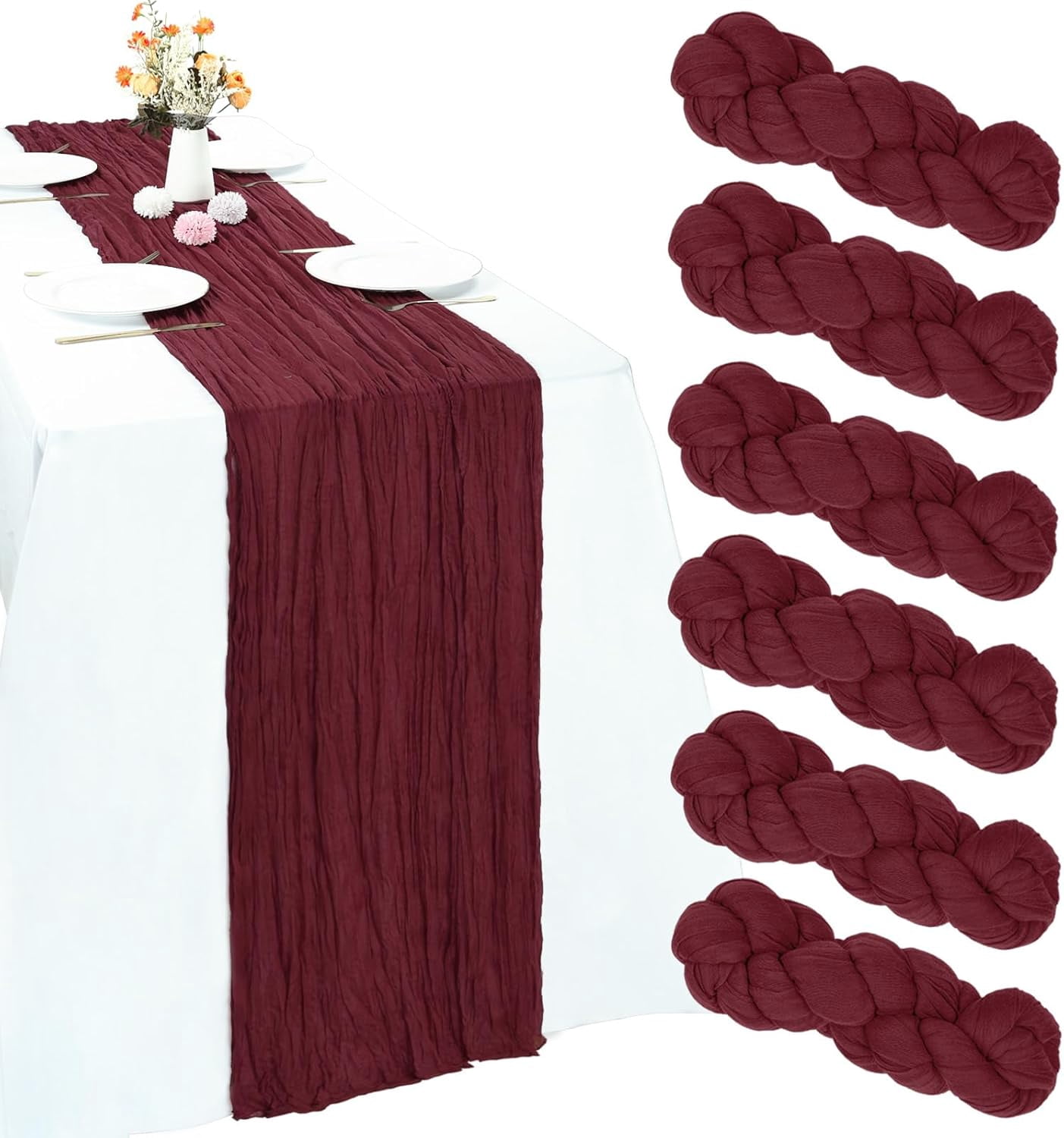 sxdubvg 6 Pack Dusty Pink Cheesecloth Table Runner 10FT Boho Gauze ...