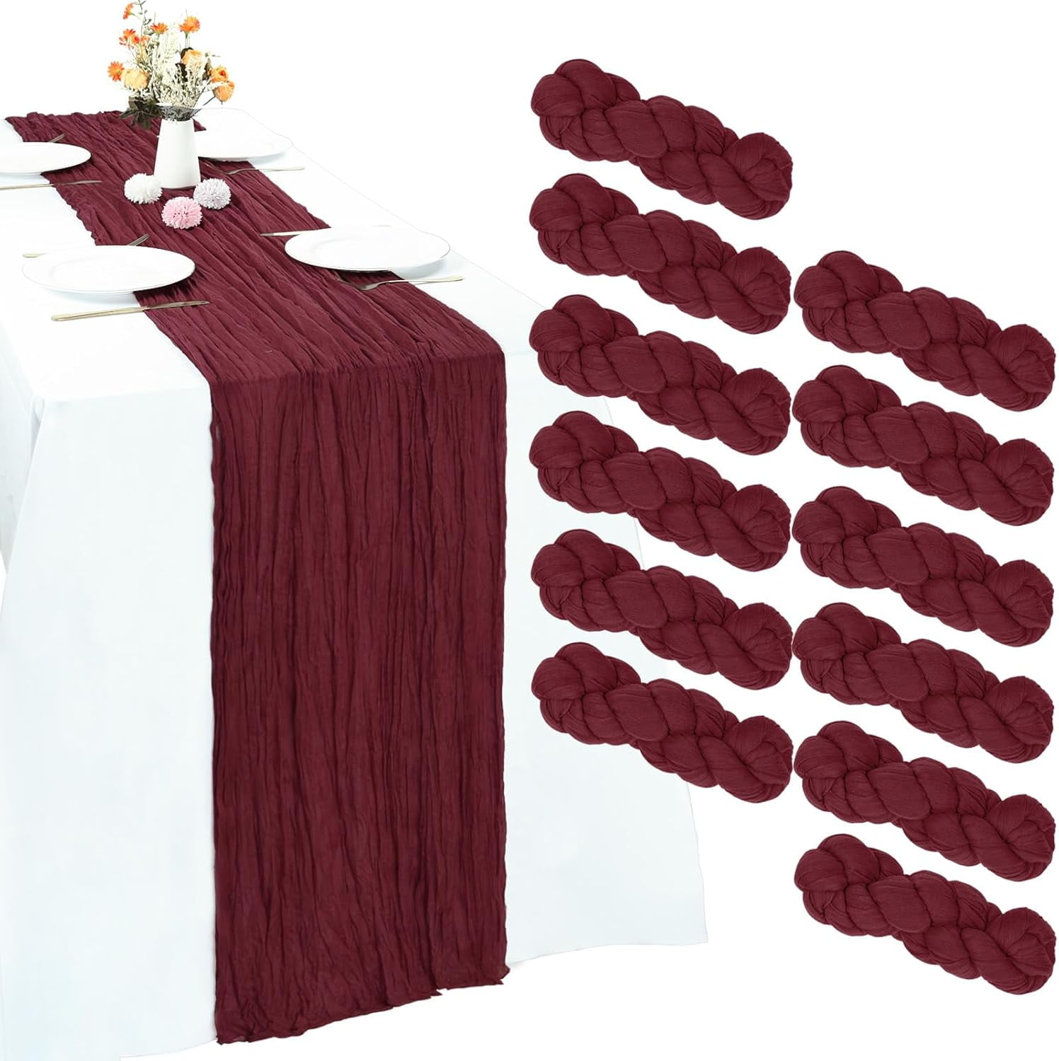 sxdubvg 6 Pack Dusty Pink Cheesecloth Table Runner 10FT Boho Gauze ...
