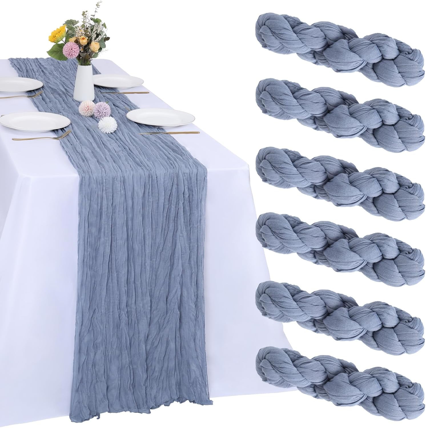CTGUVBHKN 6 Pack Dusty Pink Cheesecloth Table Runner 10FT Boho Gauze ...