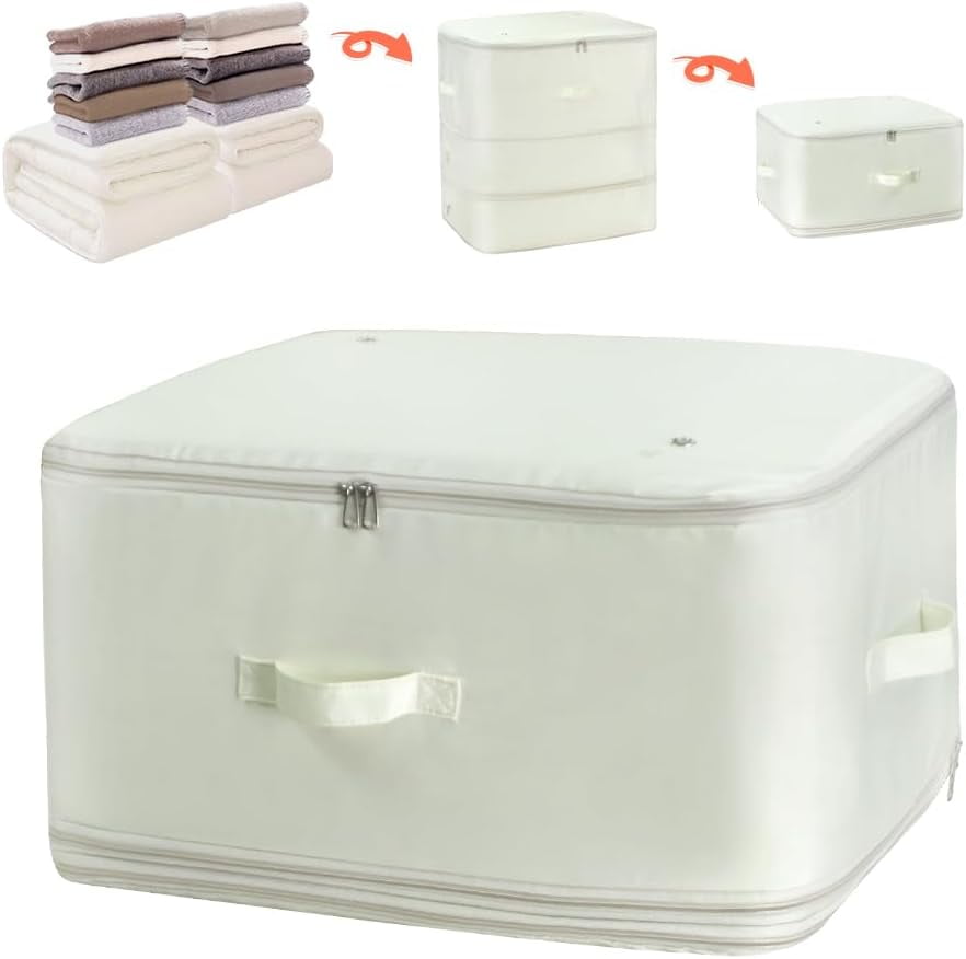 lifrceu HCOCM Self Compression Storage Bags with Zipper (Beige) - Heavy ...