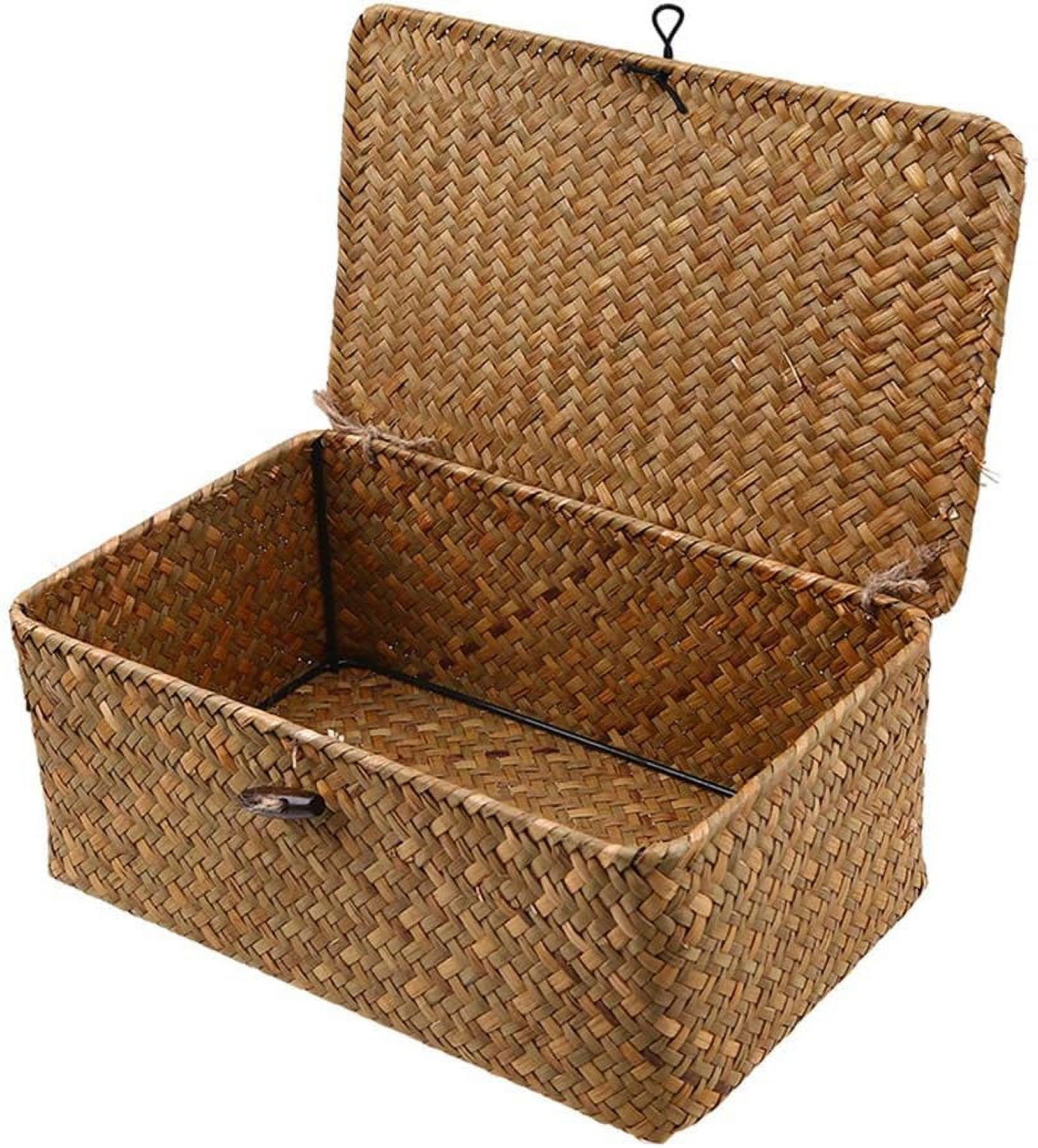 hubfctd HCOCM Wicker Storage Basket with Lid Seagrass Storage Bins with ...