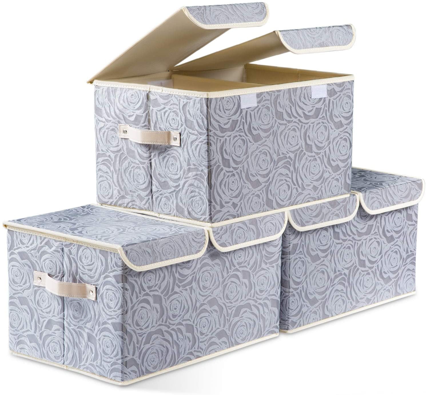 hubfctd Large Foldable Storage Bins with Lids Fabric Decorative Storage ...