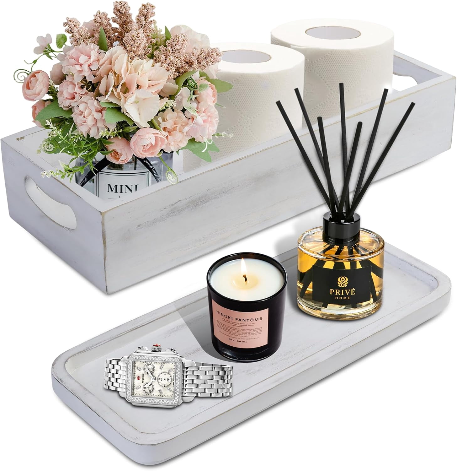hubfctd Toilet Tank Tray for Modern Black Bathroom Decor Acacia Toilet ...