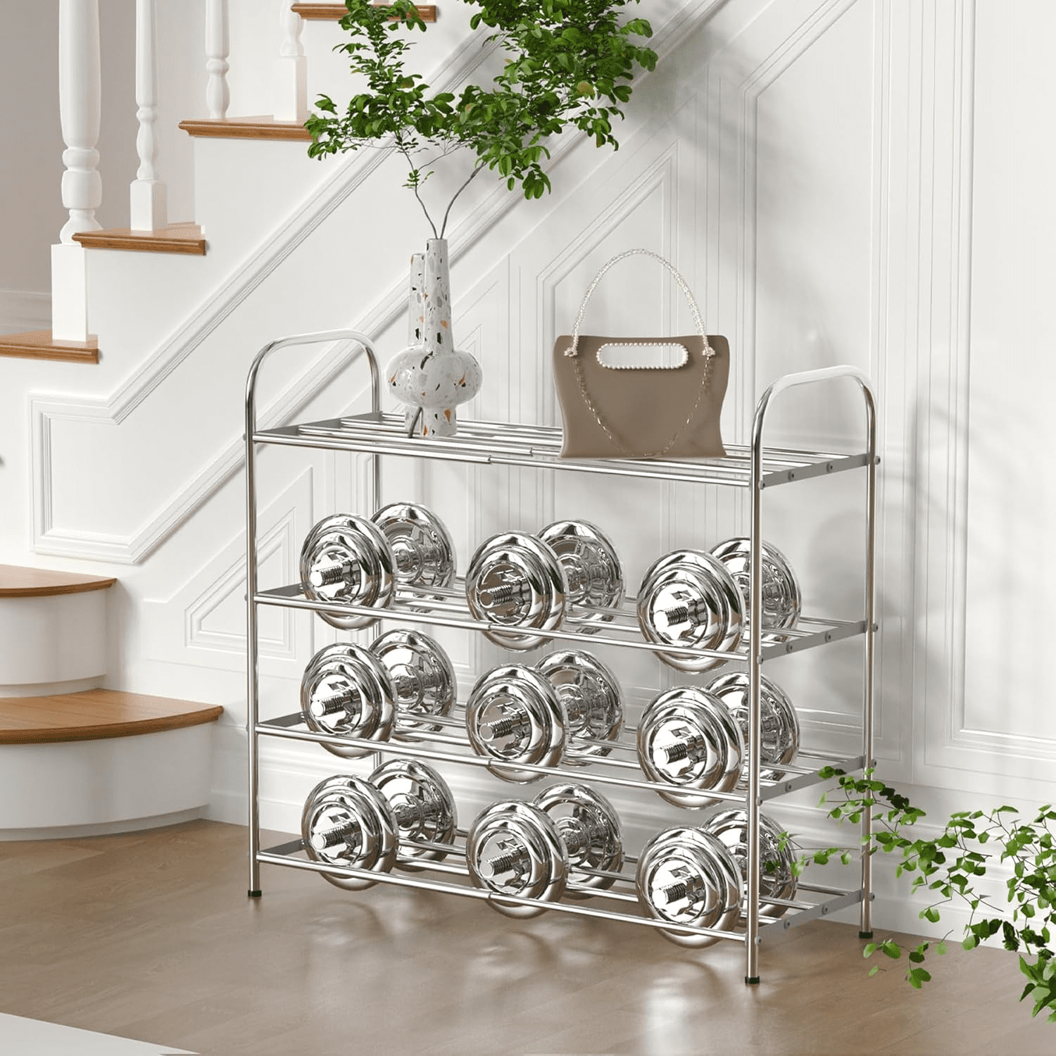 hujikou 3 Tier Expandable Shoe Rack for Closet Stainless Steel Shoe ...