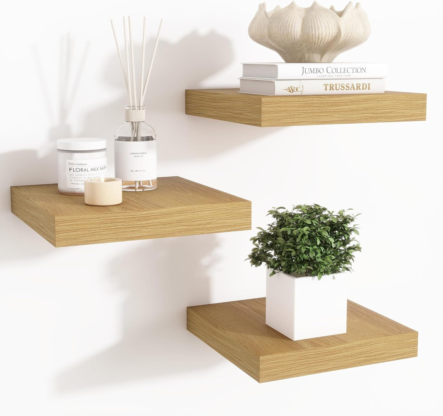 hujikou Floating Shelves for Wall - 9 Inch Shelves with Invisible ...