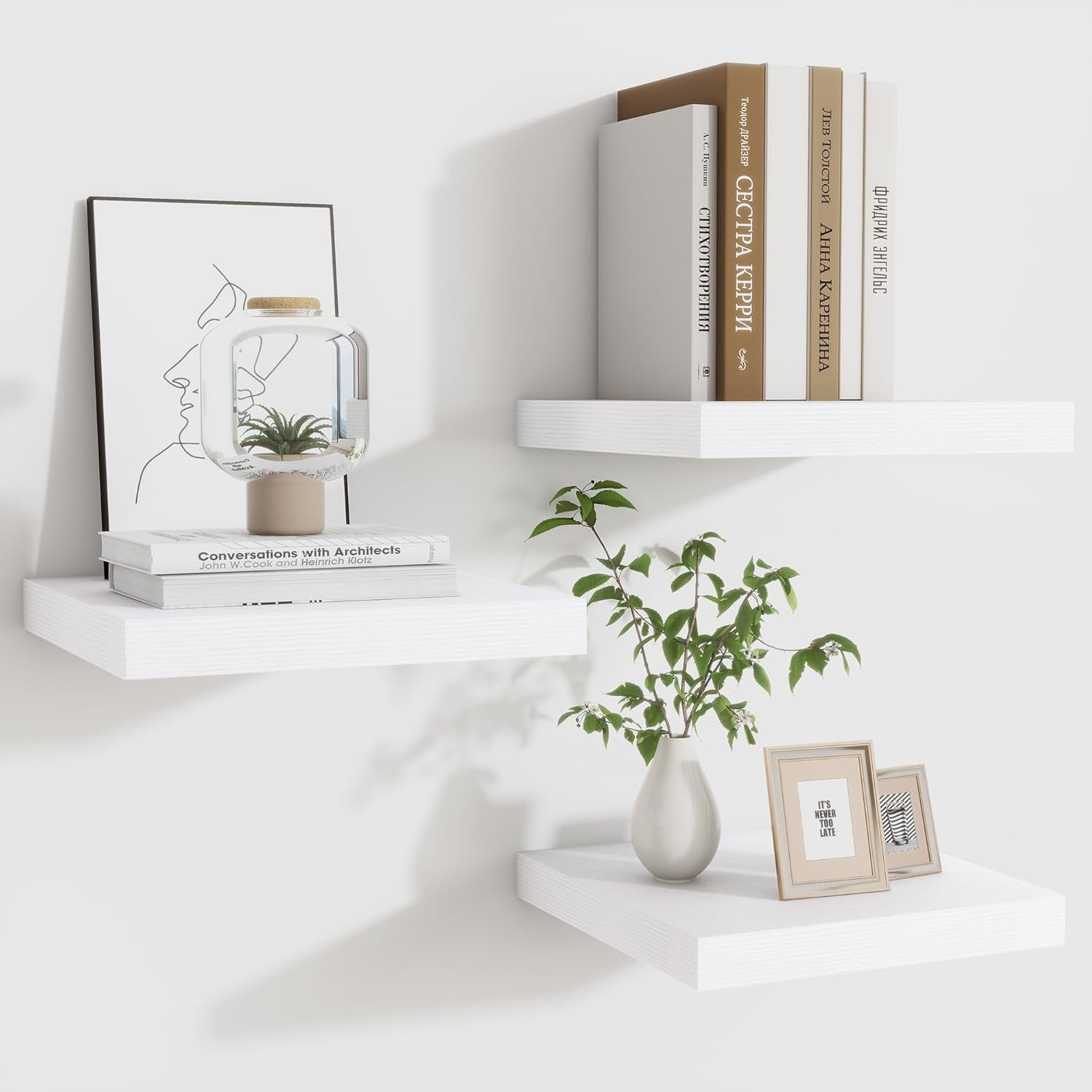 hujikou Floating Shelves for Wall - 9 Inch Shelves with Invisible ...