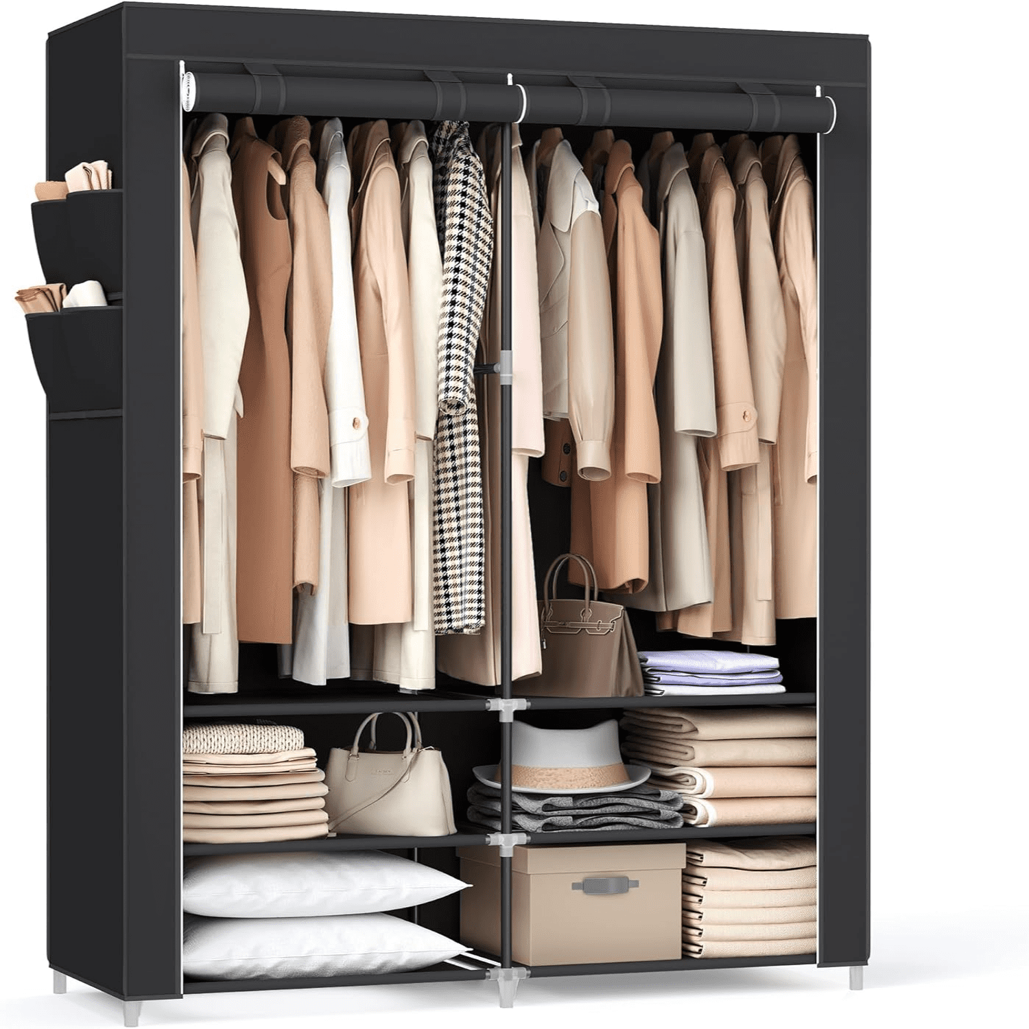 cjjojobiubiu Portable Closet Wardrobe with Shoe Rack and Cover Closet ...