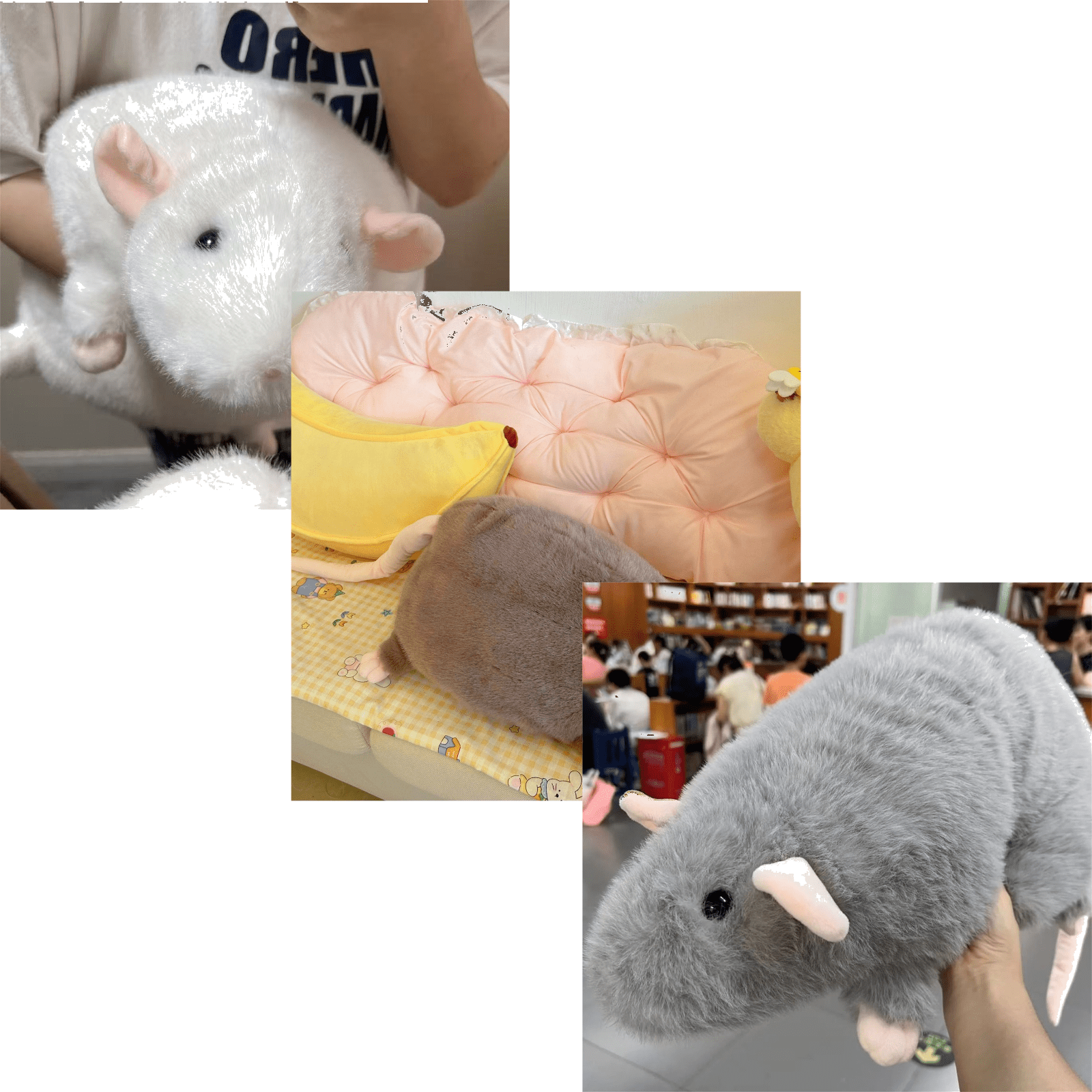 hulanddfd 3 Pcs Mice Plushes Pillow, 13.78in Soft Realistic Cute Rats ...