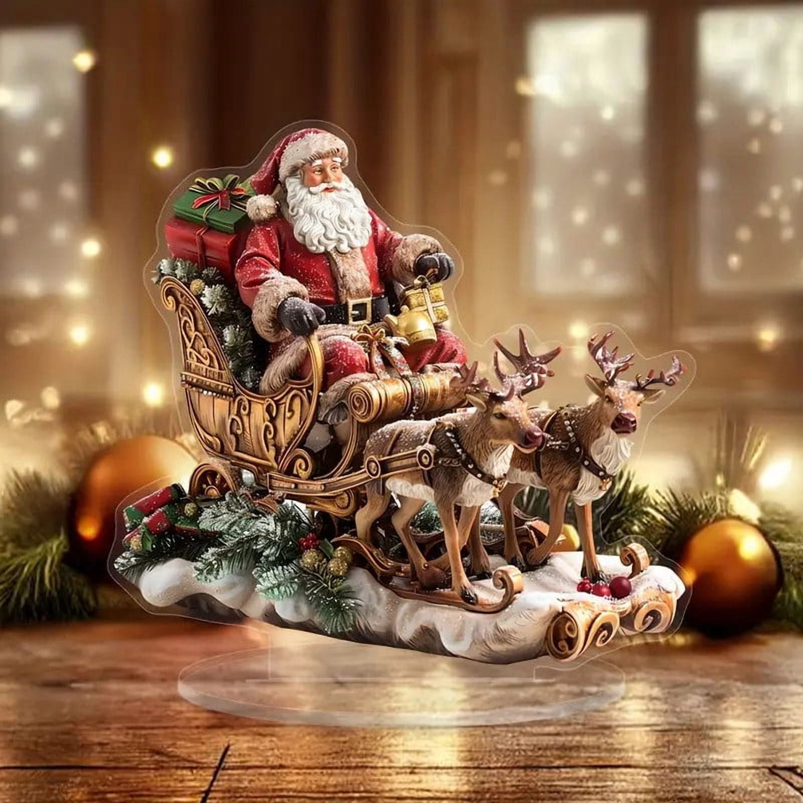 hulanddfd Christmas Desktop Ornaments - 1pc Reindeer Santa Sleigh ...