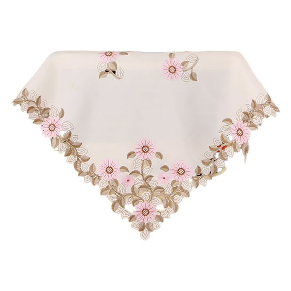 hulanddfd Flowers Embroidered Table Runner, 33.4"x33.4" Square Classic ...