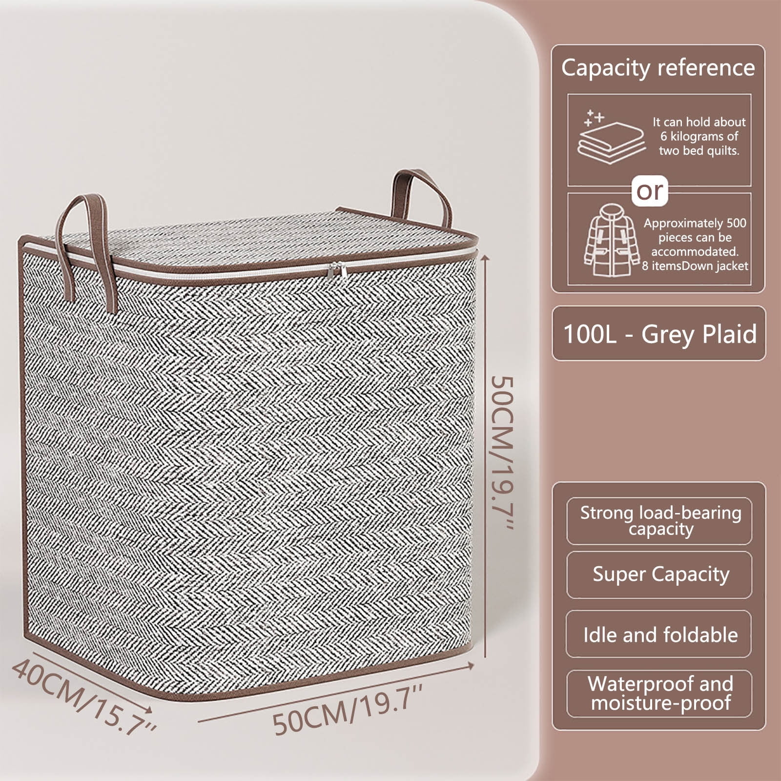 hulanddfd Heavy-Duty Storage Bag with Zipper - 19.7"x19.7"x15.7" Non ...