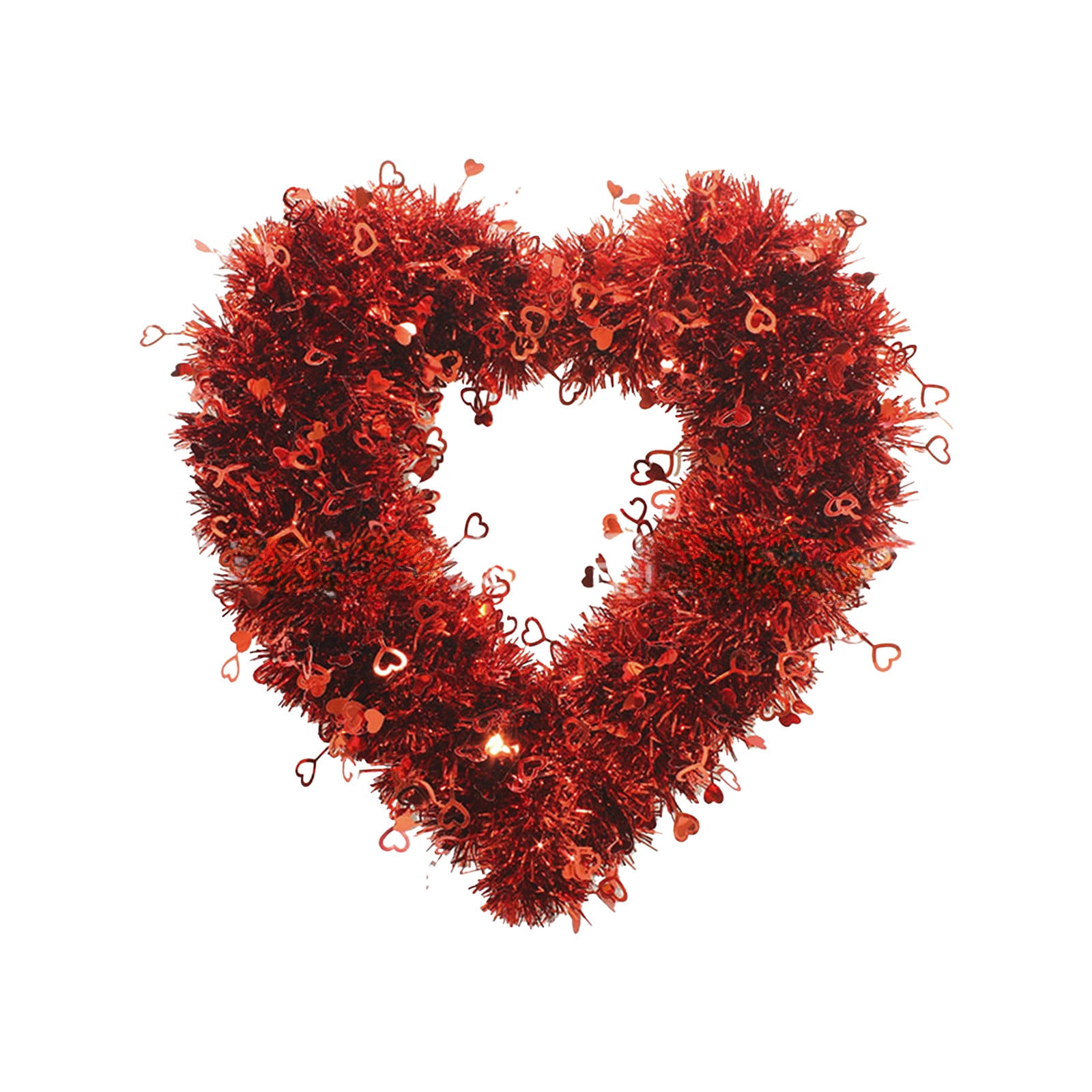 hulanddfd Valentine Heart Wreaths, 14in Red Tinsel Heart Shaped Wreaths ...