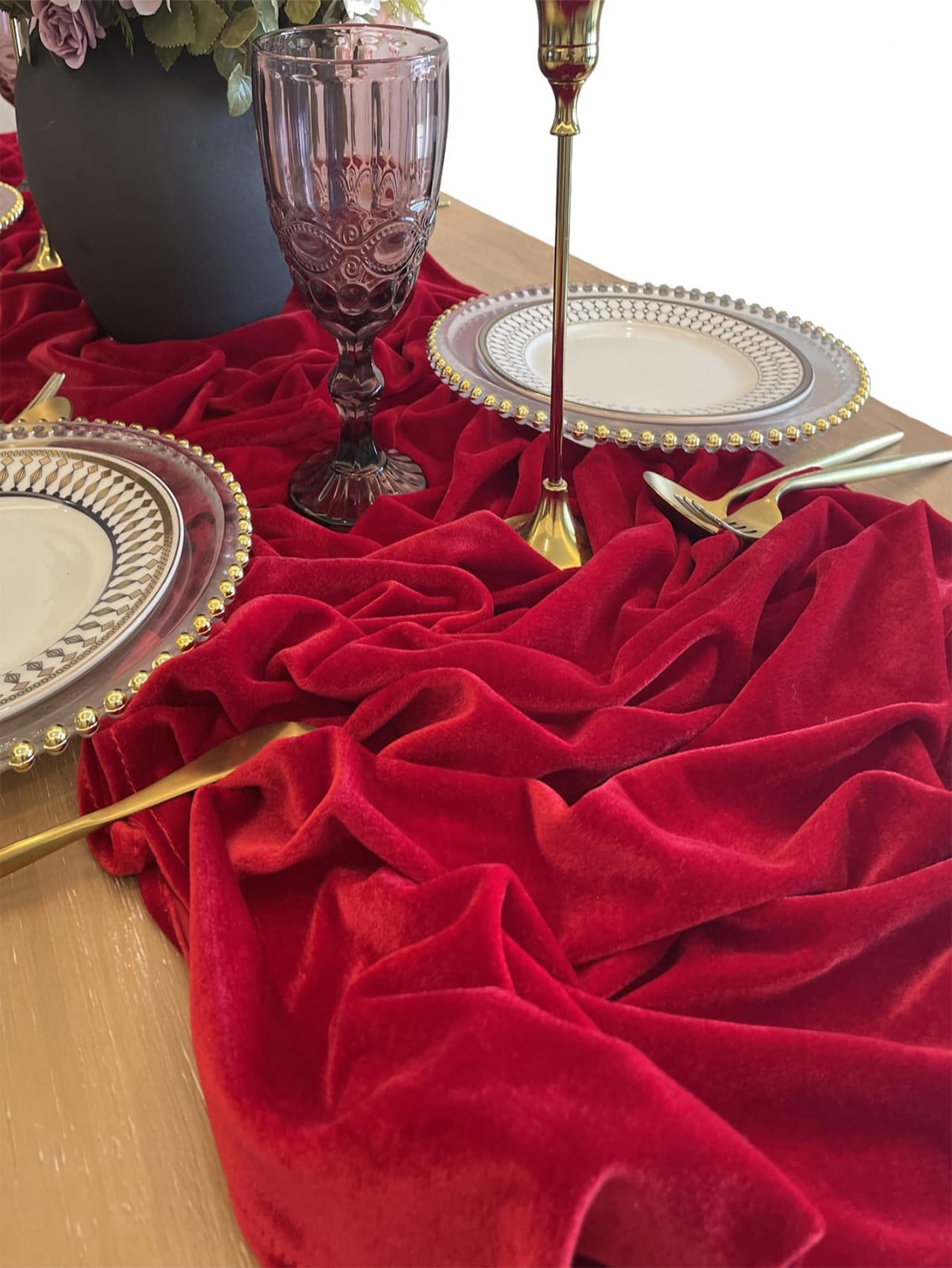 hulanddfd Velvet Table Runner - 29x120inches Table Runner Wine Soft ...