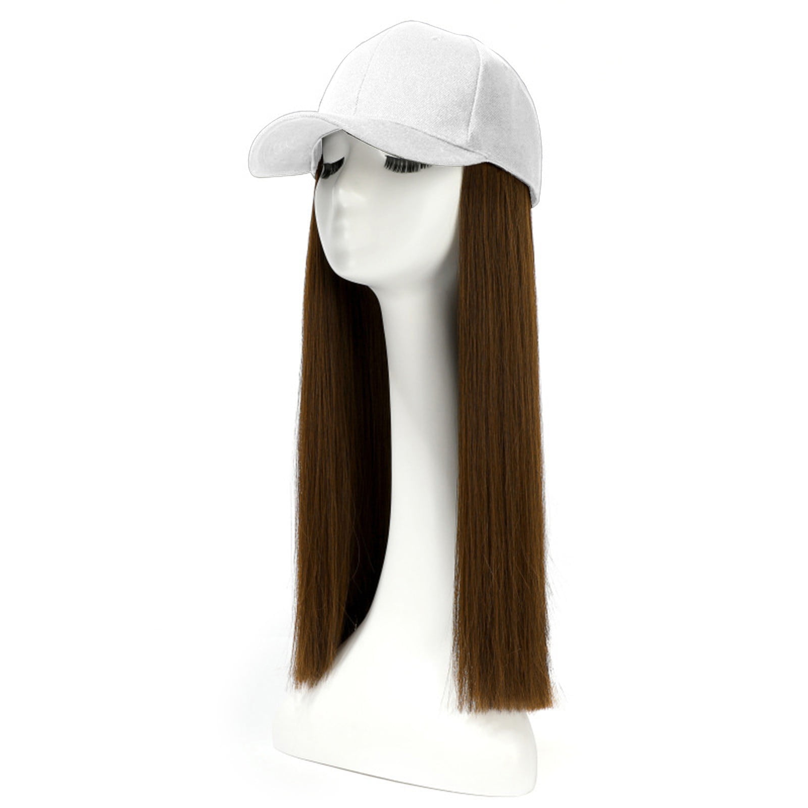 human hair wig long hair wig hat attached adjustable curly baseball cap ...