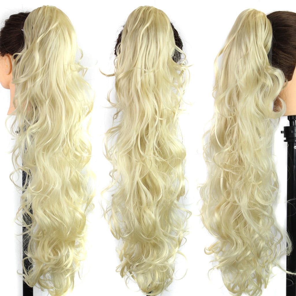 human hair wigs for women Long Clip-in Curly Claw Jaw Ponytail Clip in ...