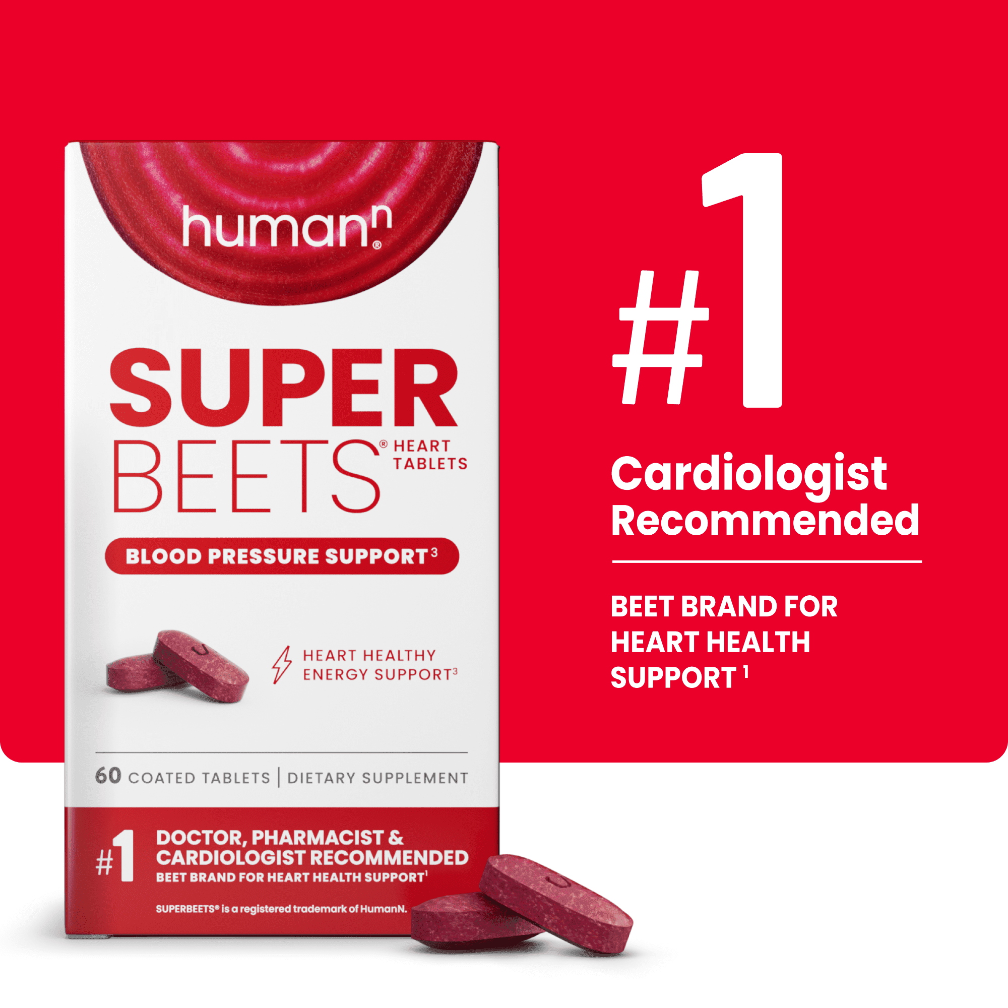 Humann SuperBeets Heart Tablets Smooth Coat 500mg, 60 Count - Walmart.com