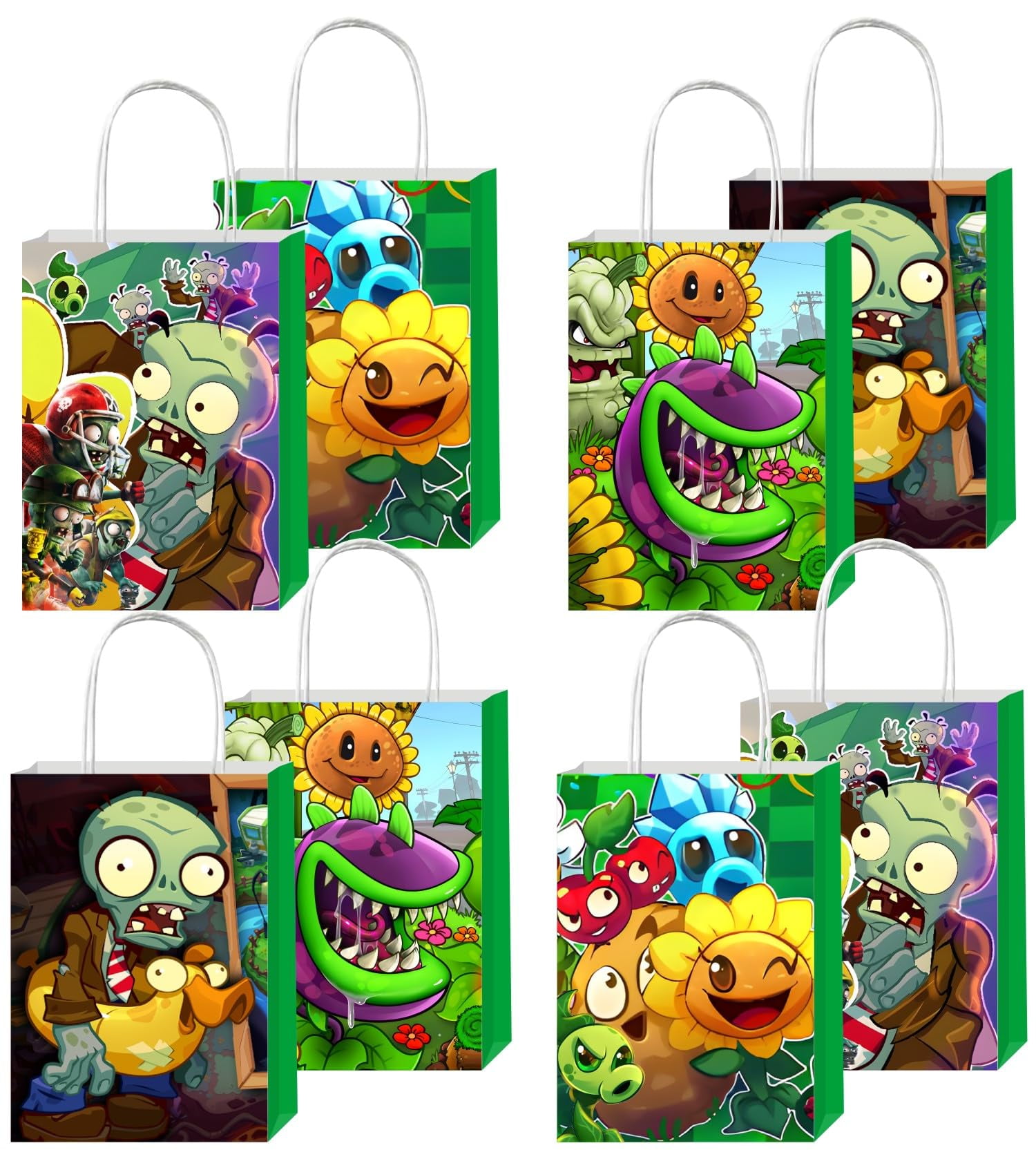 humicide 12pcs Plants and Zombies Party Favor Gift Bags with Handles ...