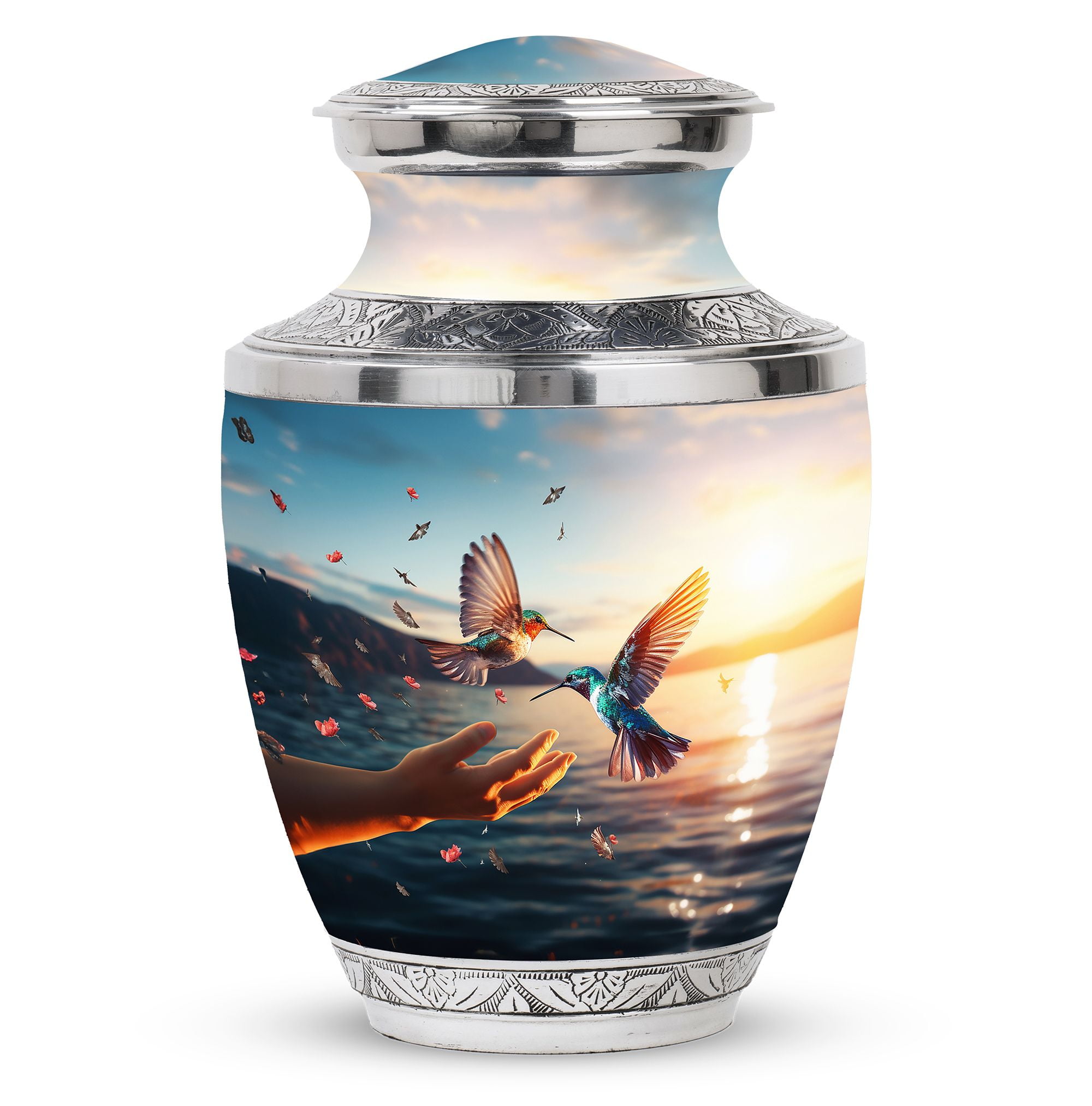 humming birds flying from hand Luxurious Large Urn for Adult Ashes ...