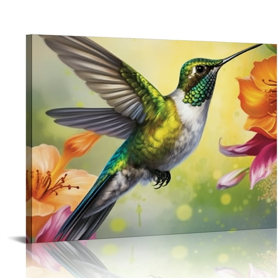 hummingbird flowers Canvas Print Wall Decorations, Wall Art , Print On ...