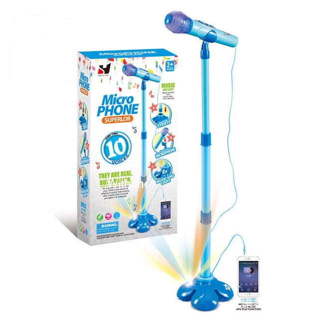 huntermoon Toy Microphone Adjustable Karaoke Stand For Kids Girls Light ...