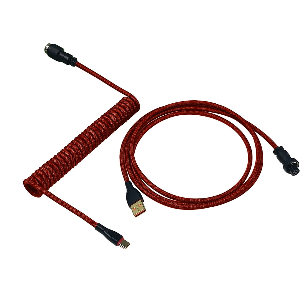 husxh 1.8m Aviator Cable Woven Mesh Type-C To USB Coiled Cable Wire ...