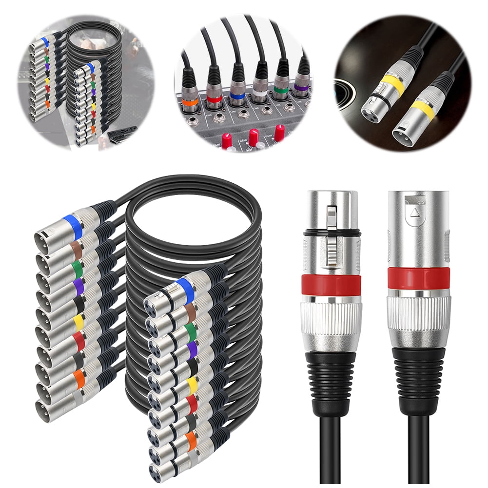 husxh 10 Pack 3 Pins Balanced XLR Microphone Cable 1.5M Male To Female ...