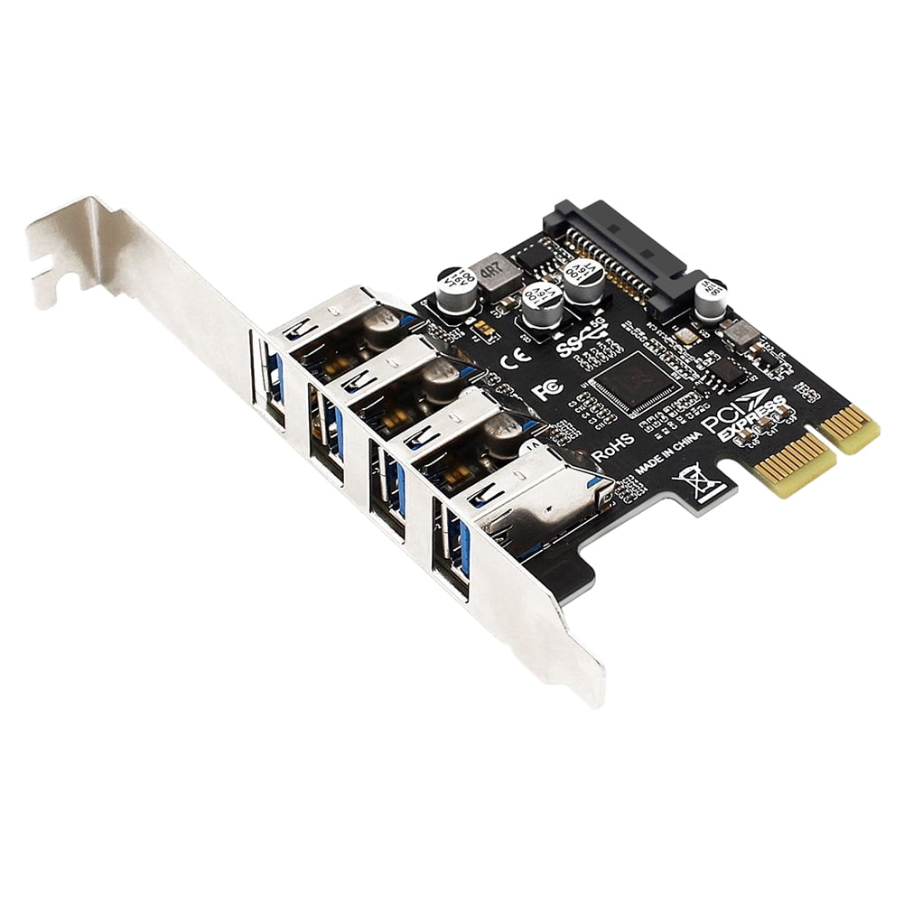 husxh 4 Port USB 3.0 PCI-E Expansion Card USB3 PCIe PCIe USB 3.0 HUB Adapter 5Gbps USB 3.0 PCI ...