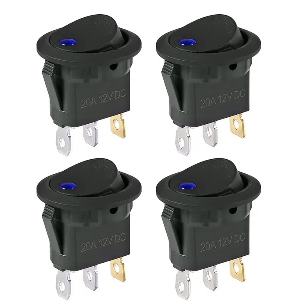 husxh 4Pcs Lighted Rocker Switch Waterproof DC 12V 20A Round Rocker ...