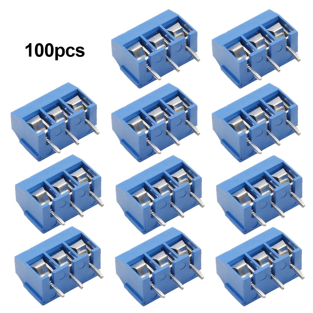 husxh 50/100 Pcs KF301 2P/3P PCB Mount Screw Terminal Block Connector 5mm Pitch PCB Screw ...