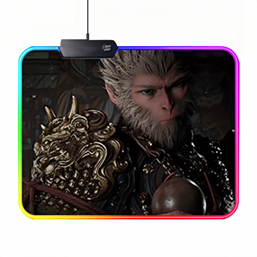 husxh Black Myth WuKong RGB Gaming Mouse Pad Large LED Mouse Mat ...