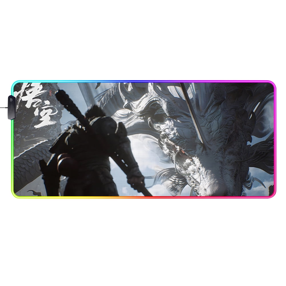 husxh Black Myth WuKong RGB Gaming Mouse Pad Large LED Mouse Mat ...