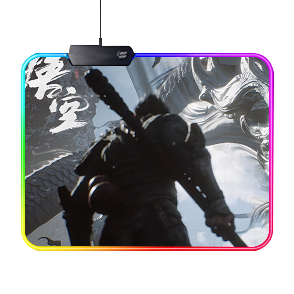 husxh Black Myth WuKong RGB Gaming Mouse Pad Large LED Mouse Mat ...