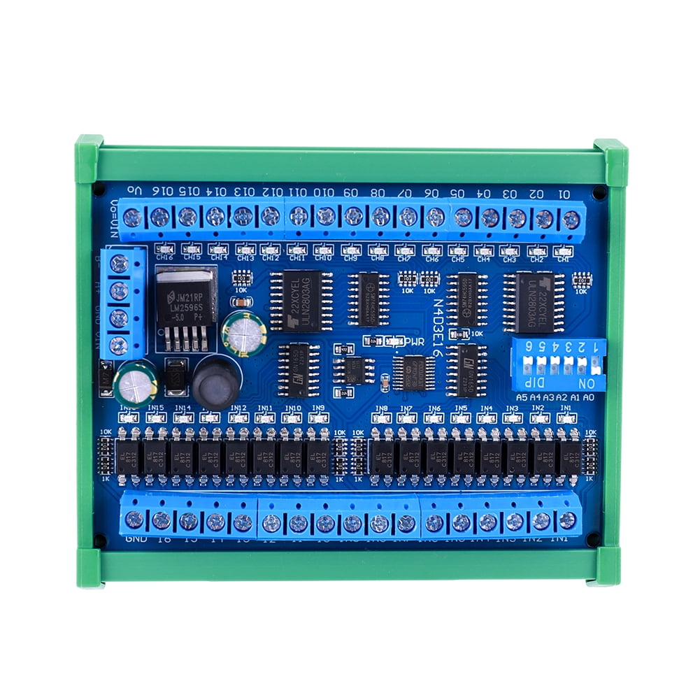 husxh DC 12V 24V PLC IO Expansion Board 16 Input 16 Output 03 06 16 ...