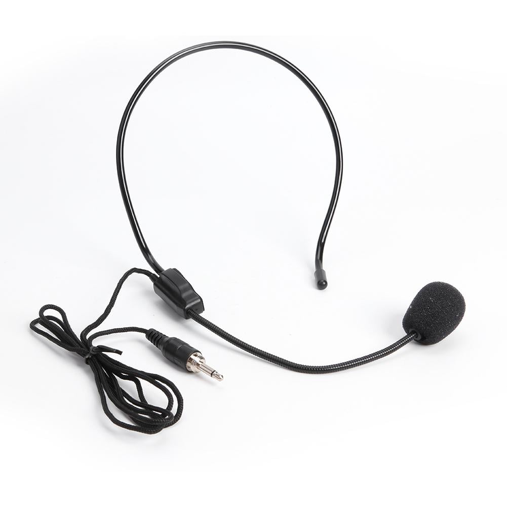 husxh Head Mounted Headset Microphone 3.5mm Wired Mini Condenser Mic ...