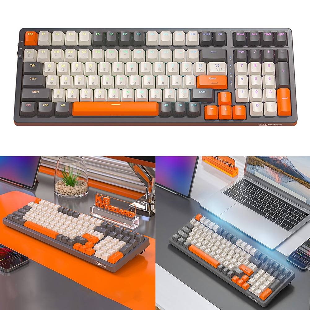 husxh K8 Wireless Mechanical Keyboard Three Modes Bluetooth-Compatible ...