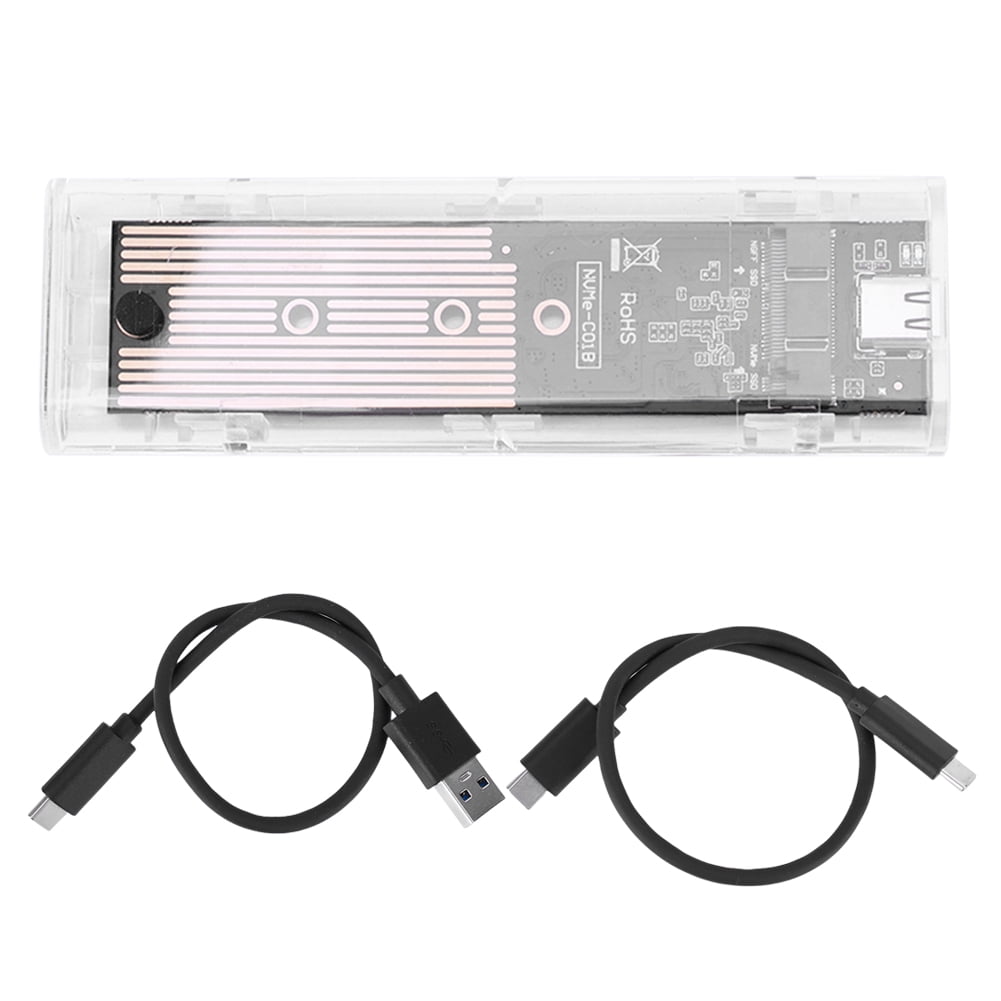 husxh M.2 NVME PCIe NGFF SATA Dual Protocol SSD Transparent External Enclosure USB3.1 Type C ...