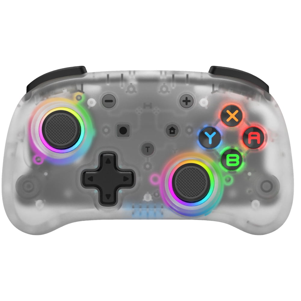 husxh Wireless Bluetooth-compatible RGB Glowing Gamepad with Turbo/Vibration/6-Axis Gyro/Wake-up ...