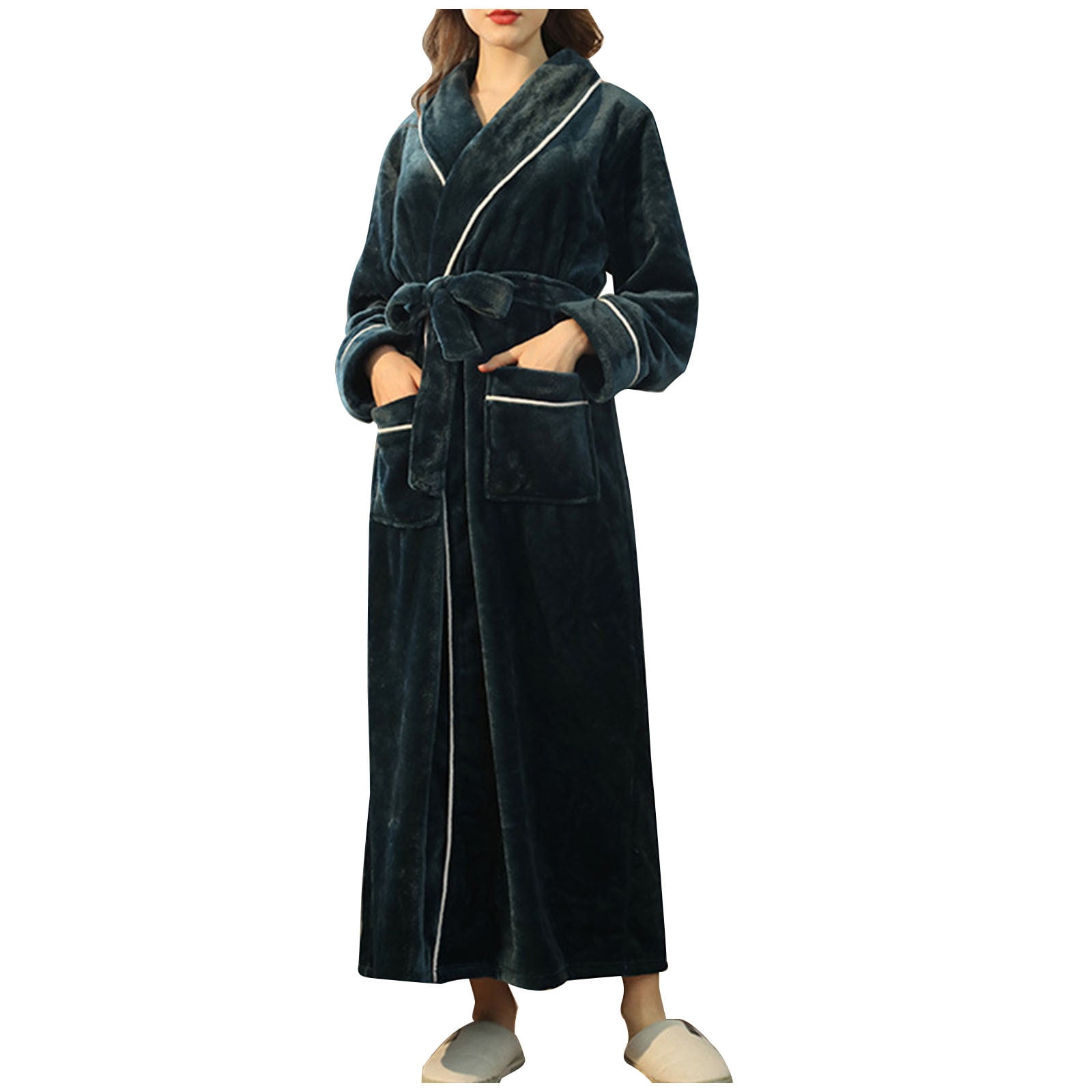 hxobax Flannel Robes for Women, Womens Plush Fleece Robe, Cozy Warm ...