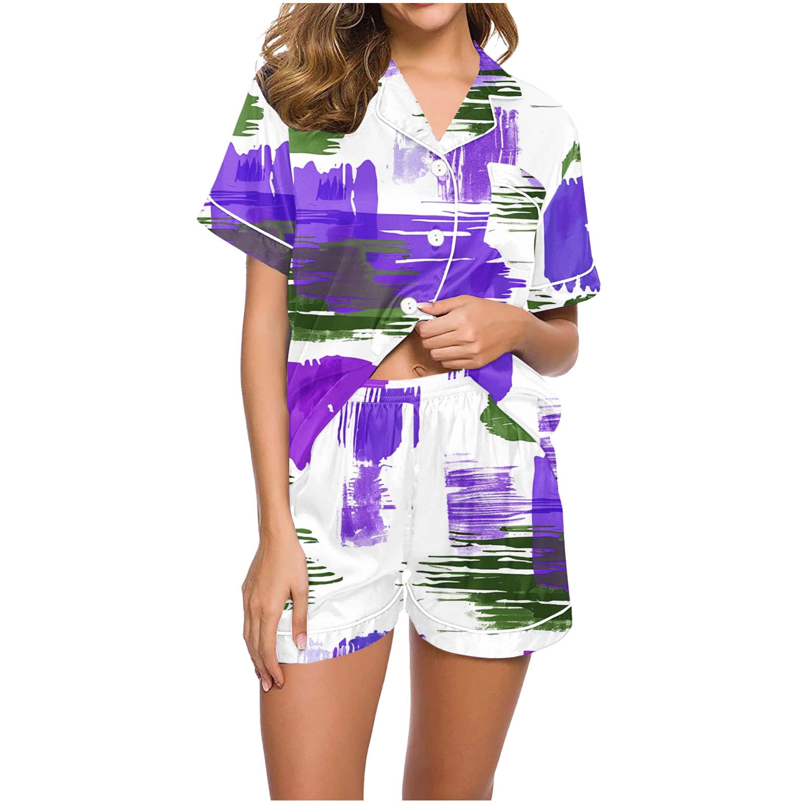 hxobax Tie Dye Pajamas Set for Womens Landscape Painting Loungewear 2 ...
