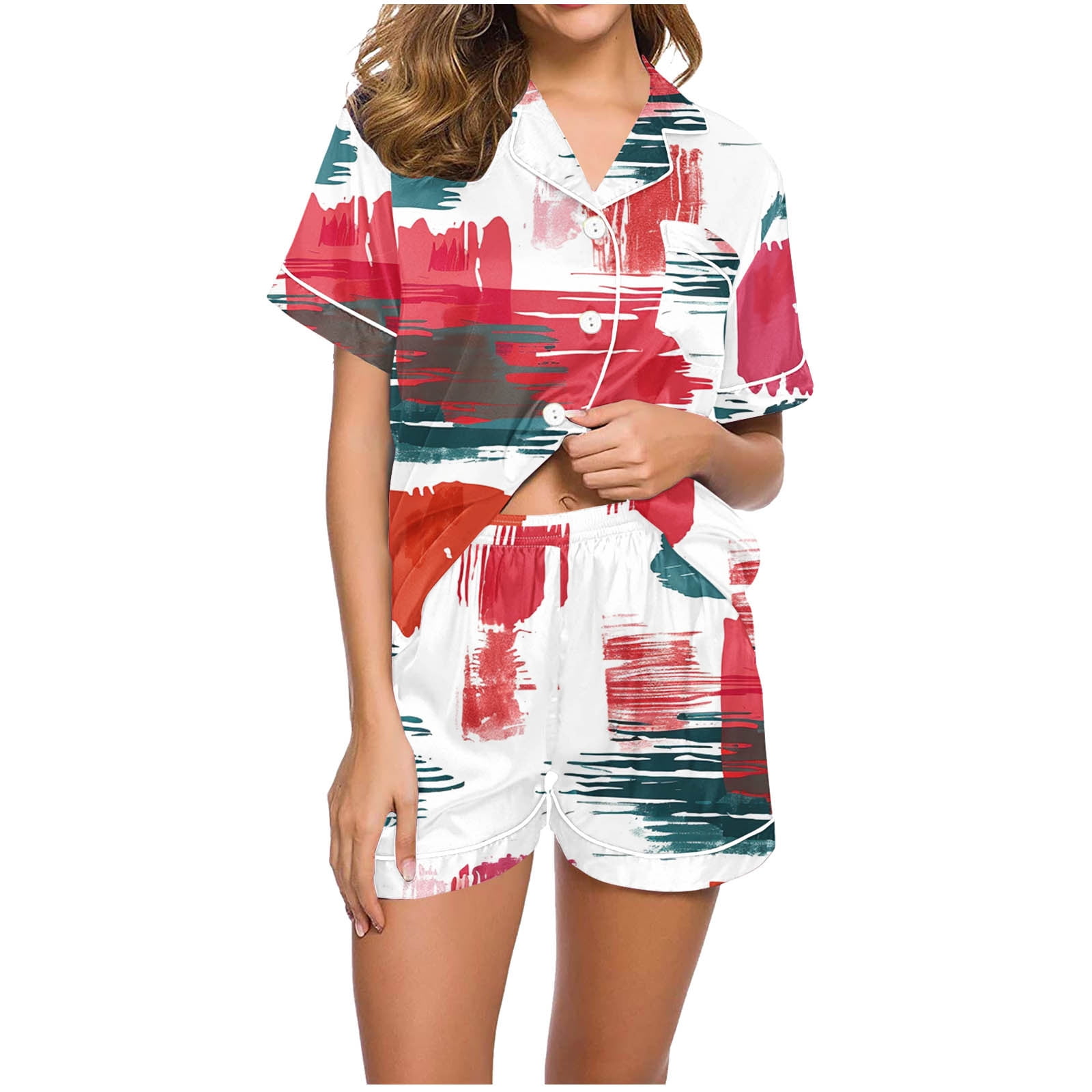 hxobax Tie Dye Pajamas Set for Womens Landscape Painting Loungewear 2 ...