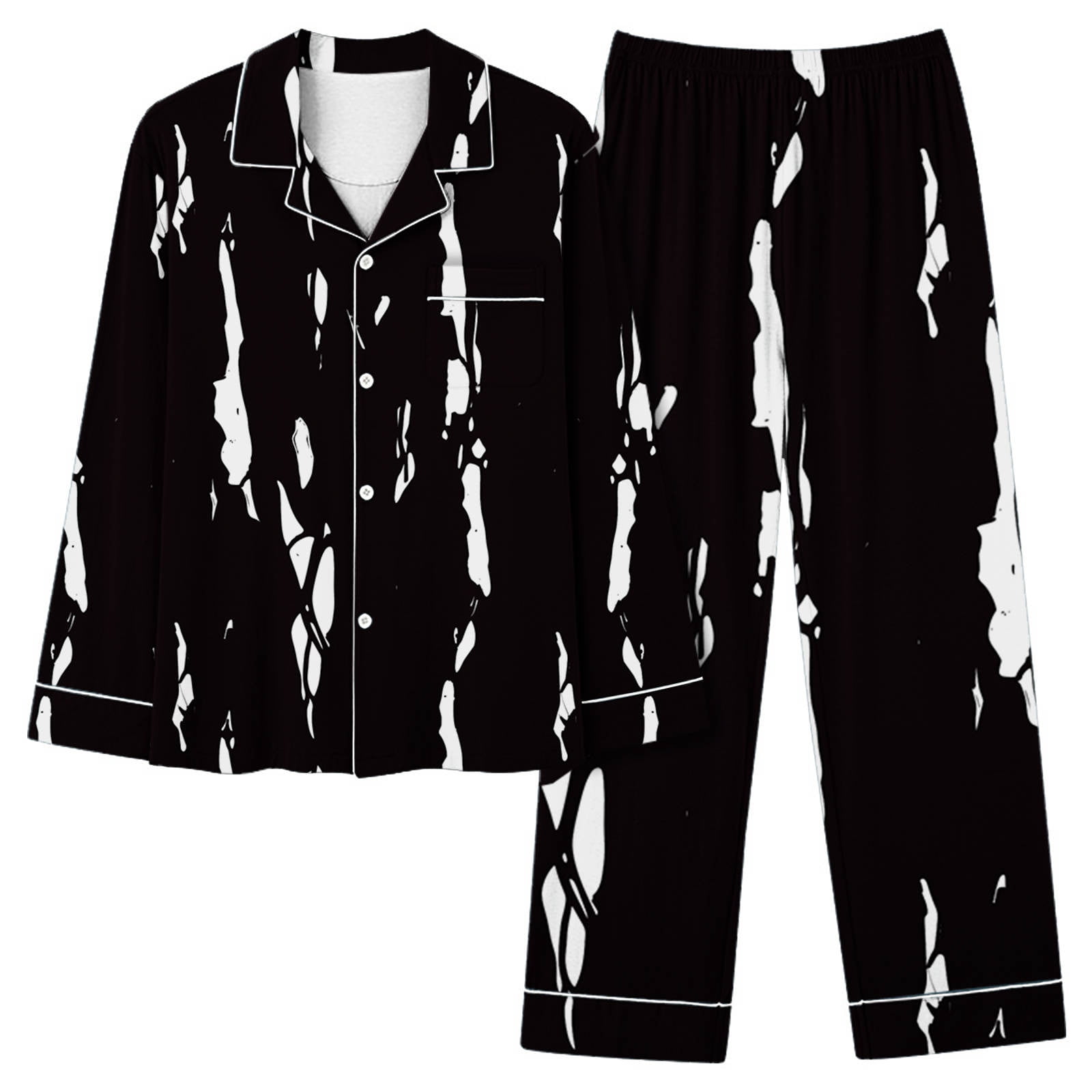 hxobax Womens Long Sleeve Pajama Sets 2 Piece Tie Dye Sleepwear Notch ...