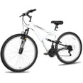 Hykolity 27.5 inch Mountain Bike, Full Suspension, 18 Speed, White ...