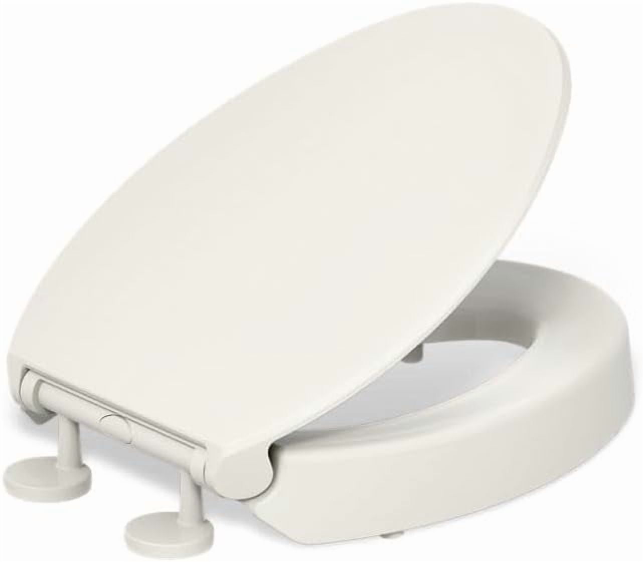 Hyten Elevated Quiet-Close Elongated Toilet Seat, Biscuit, 3" Raised ...