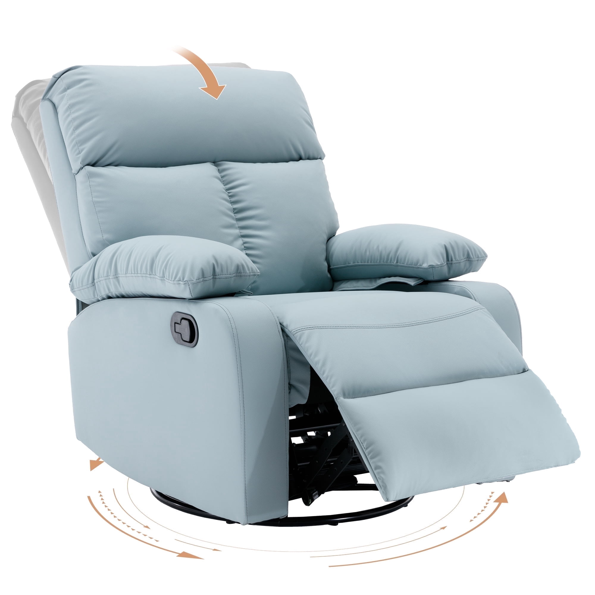 Hzlagm Swivel Recliner Chair with Adjustable Footrest for Small Spaces ...