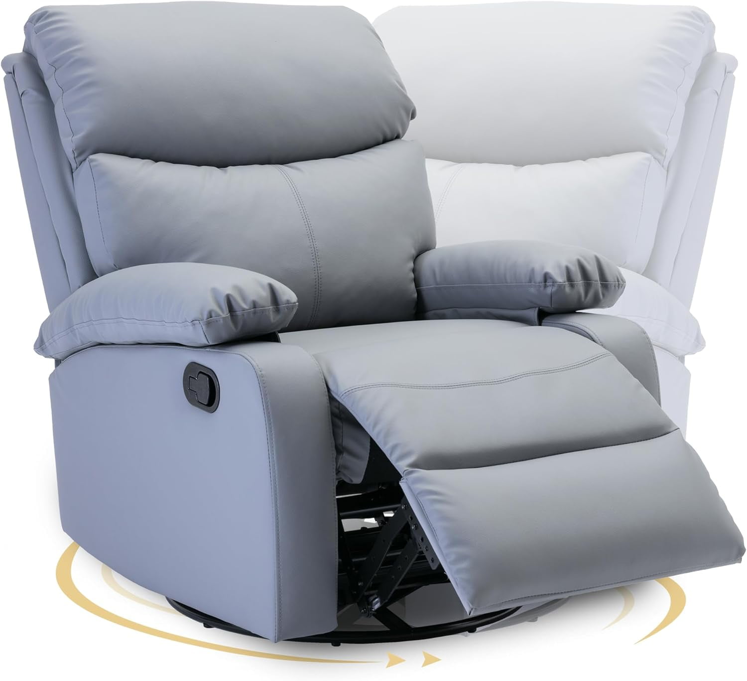hzlagm Manual Swivel Rocker Recliner, Genuine Leather Rocking Recliner ...