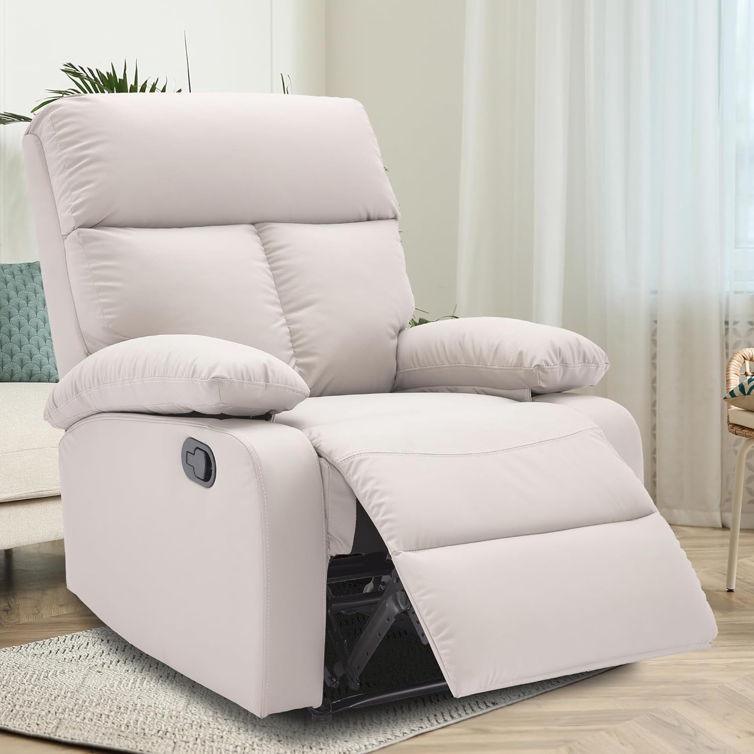 Hzlagm Manual Recliner Chair, Adjustable, Eco-Leather, Small Spaces ...