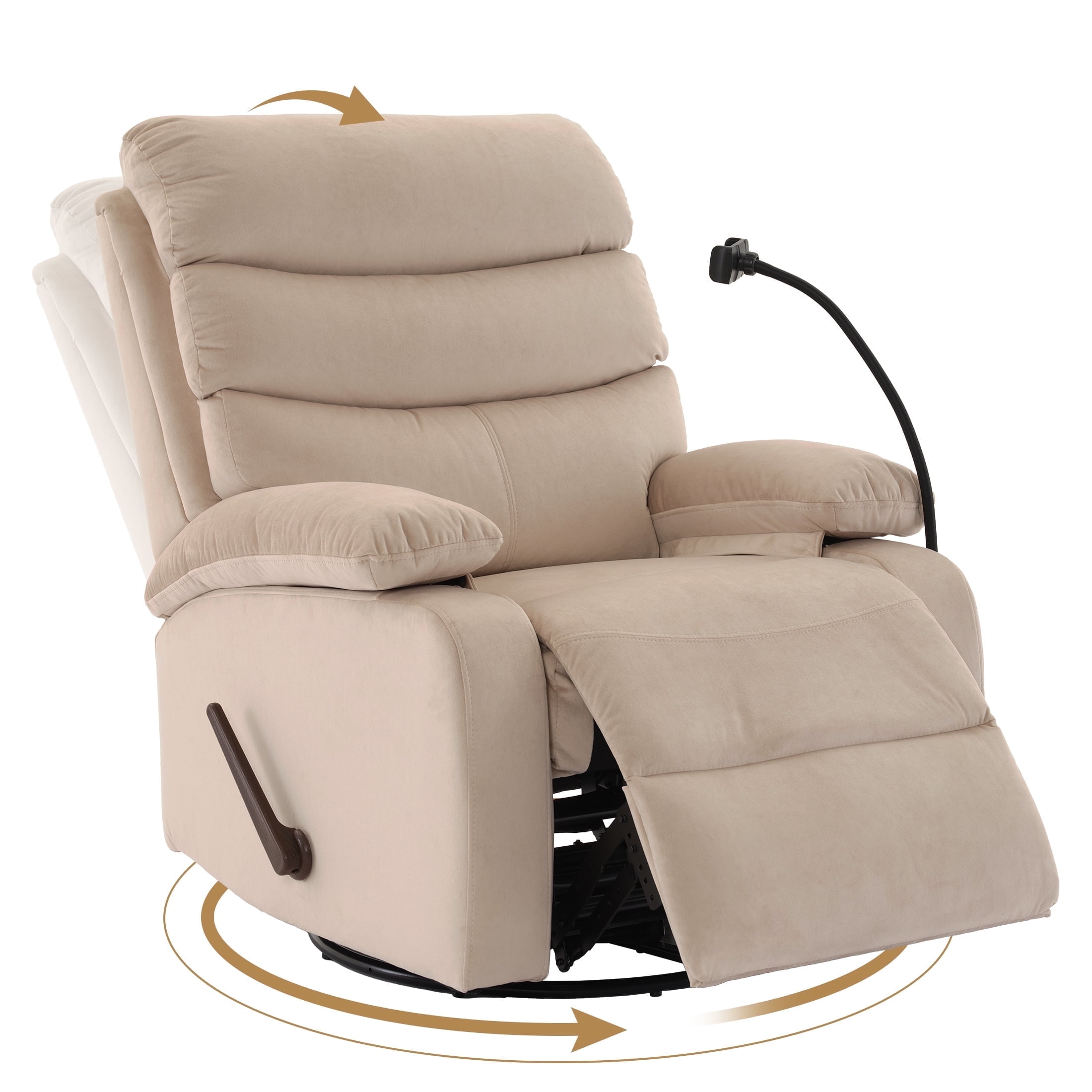 HZLAGM Swivel Rocker Recliner with Adjustable Recline, Microfiber ...