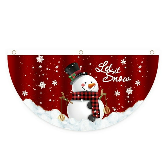 hzomhy Snowman Half Fan Flag Christmas Outdoor Bunting 90X45Cm Size ...