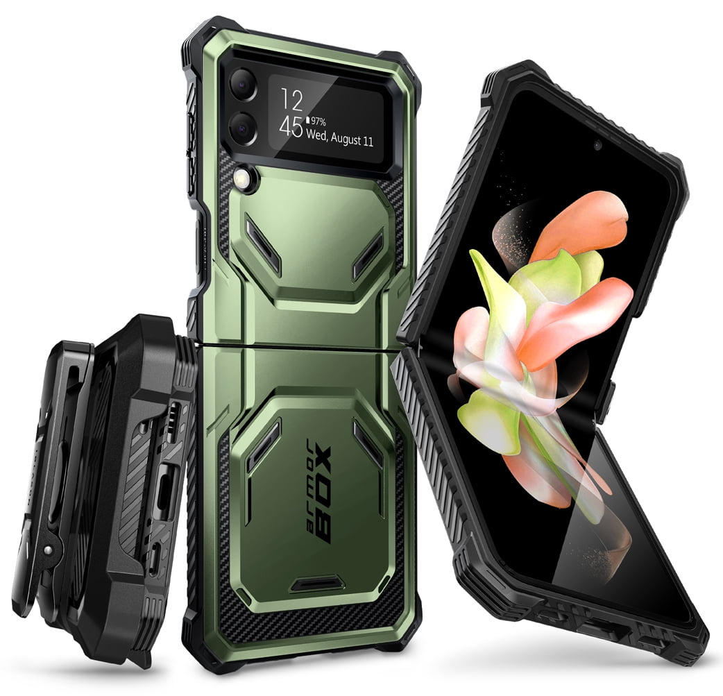 i-Blason Armorbox Case for Galaxy Z Flip 4 5G (2022), Full-Body Rugged Holster, Shock-Absorbing ...