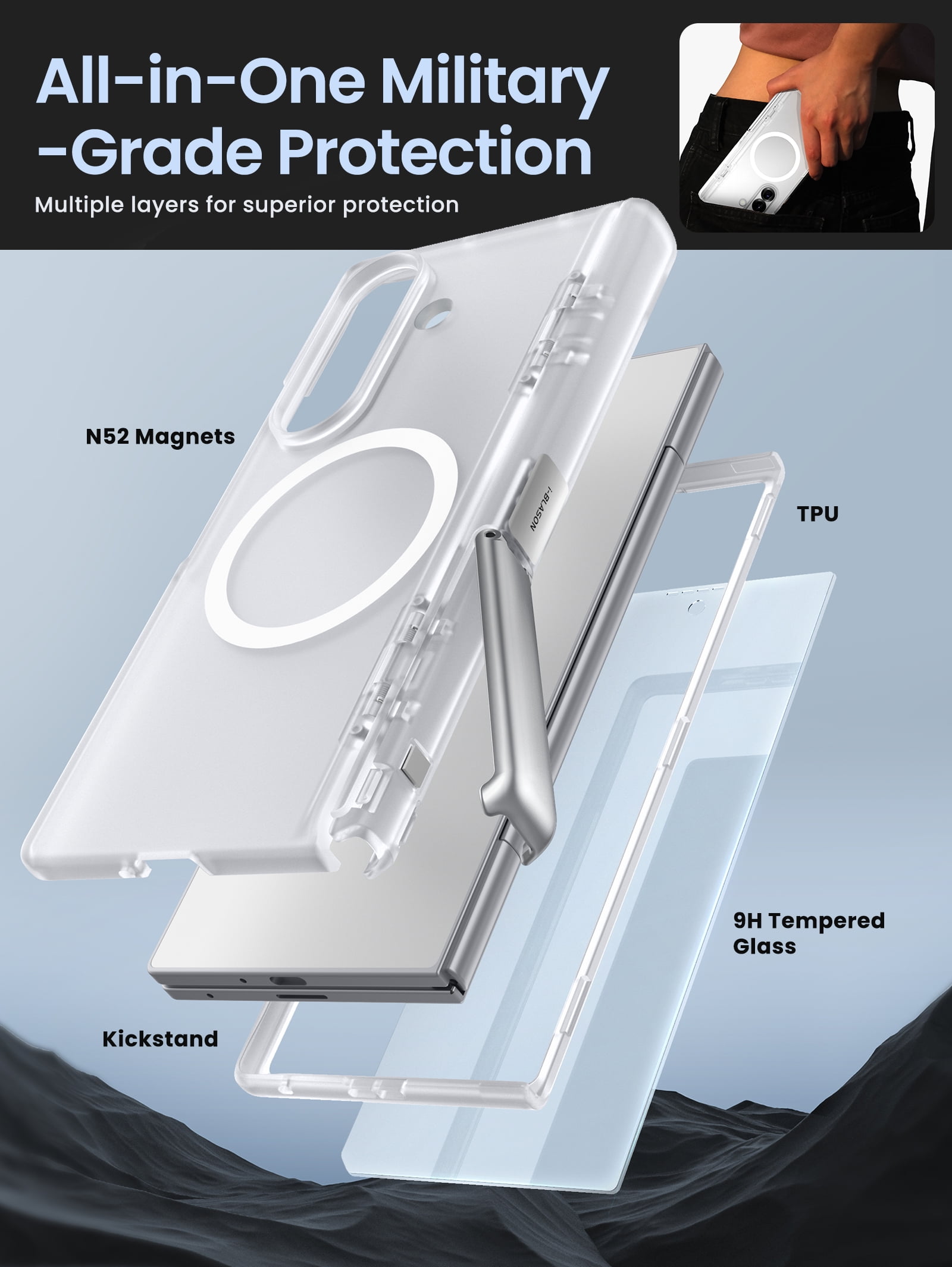 i-Blason Cosmo for Samsung Galaxy Z Fold 7 (2025) Clear Case [Built-in ...